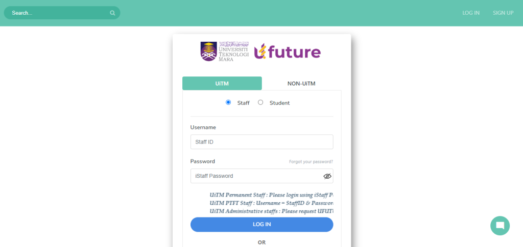 Cara Login Ufuture UITM