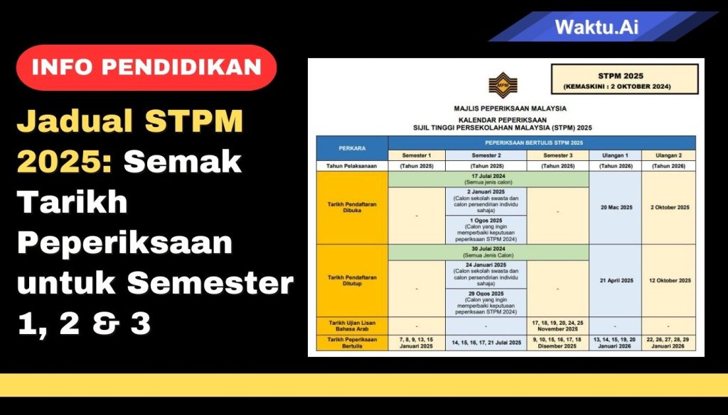 Jadual STPM 2025: Semak Tarikh Peperiksaan untuk Semester 1, 2 & 3