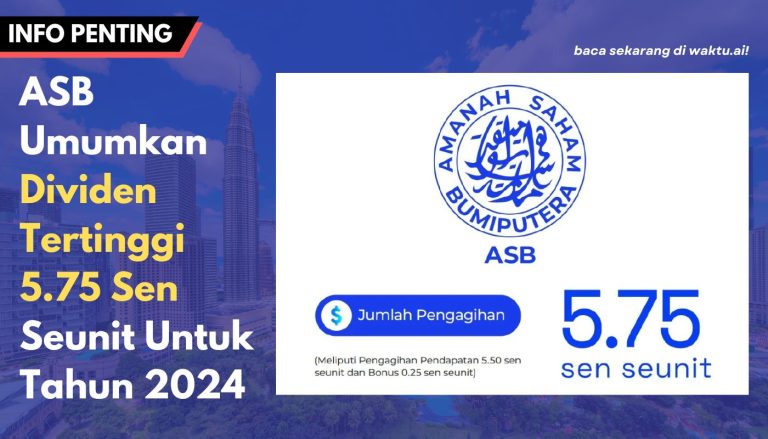 Dividen ASB 2024 – 5.75 Sen Seunit Tertinggi Dalam Lima Tahun!